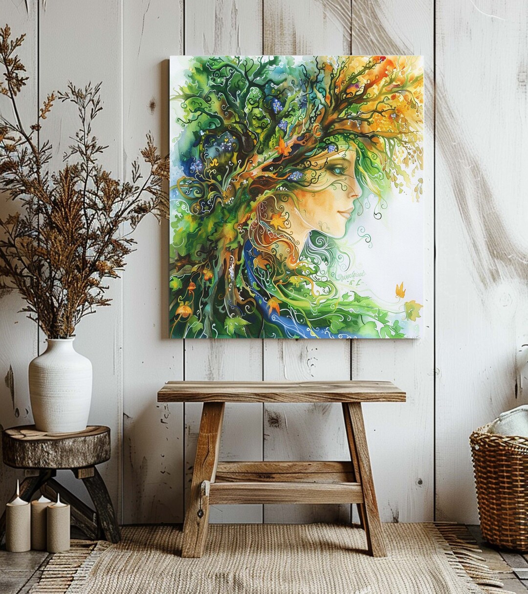 Mother Nature Goddess Framed Wall Art Canvas, Mother Gaia Earth Artwork ...