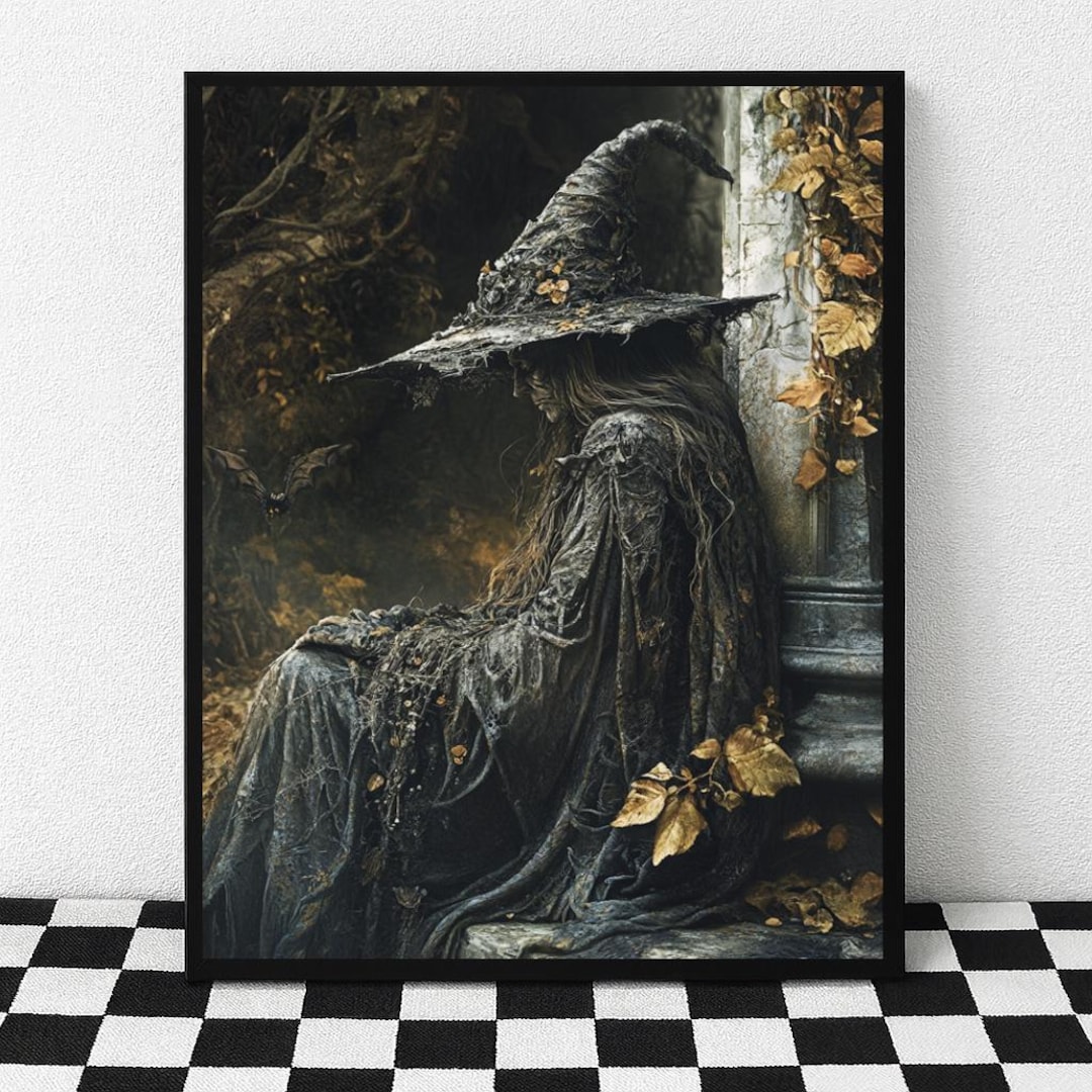 Forest Witch Canvas, Gothic Sorceress Framed Wall Art, Dark Fantasy ...