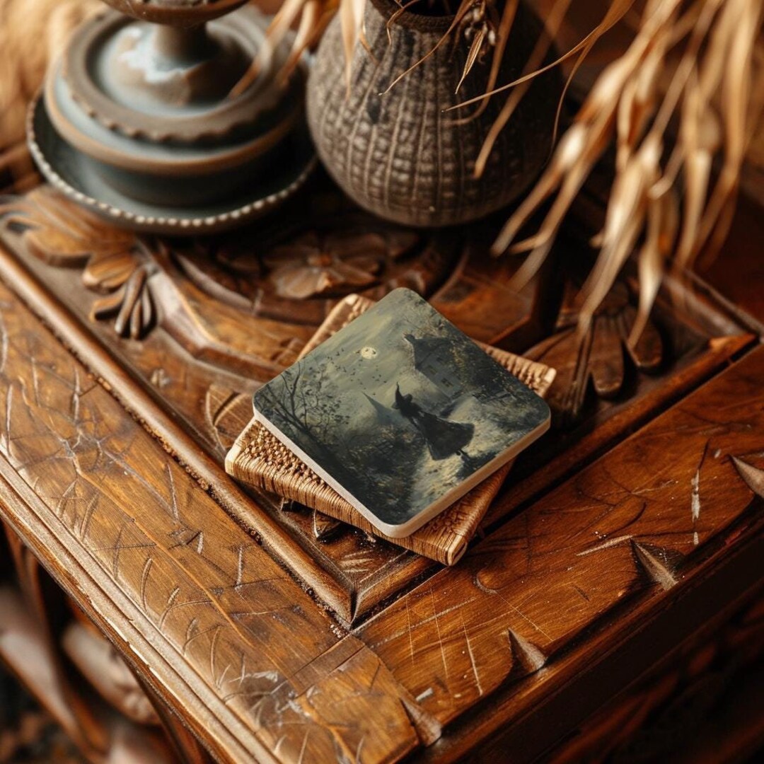 Victorian Witch Coasters Set of 4, Halloween Coasters, Dark Moody Drink ...