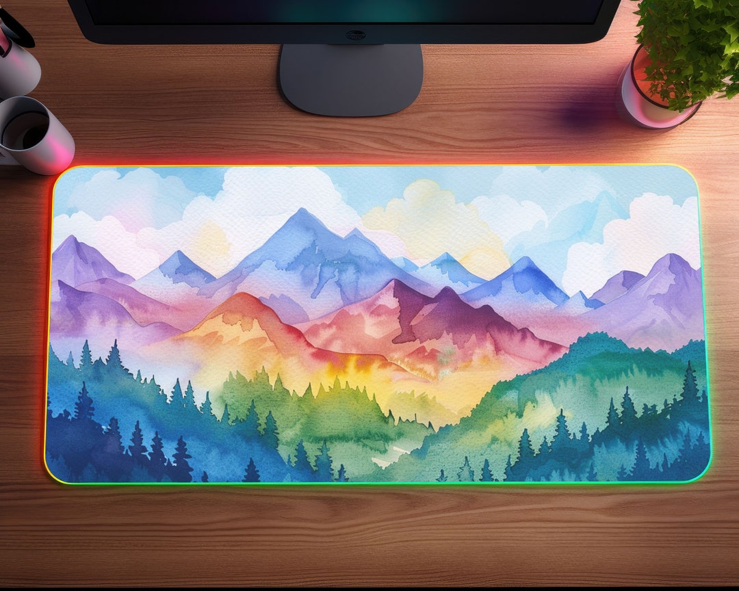 Whimsical Mountains Desk Mat, Nature Desk Mat, Whimsical Desk Mat ...