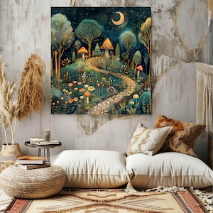 Enchanted Forest Whimsical Woodland Canvas Framed Wall Art, Magical ...