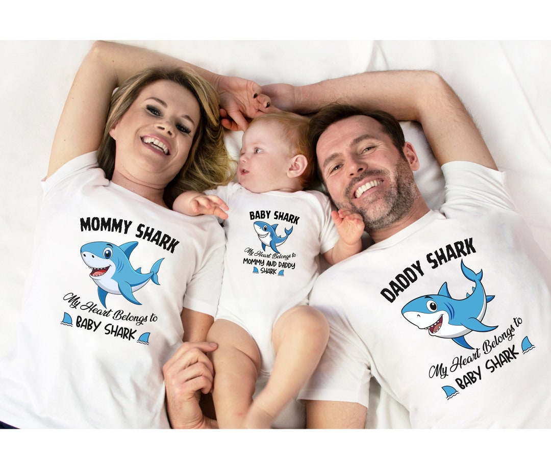 Shark Family Matching Shirts: Mommy, Daddy, Baby Shark Cotton Tees - Etsy