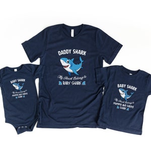 Shark Family Matching Shirts: Mommy, Daddy, Baby Shark Cotton Tees - Etsy