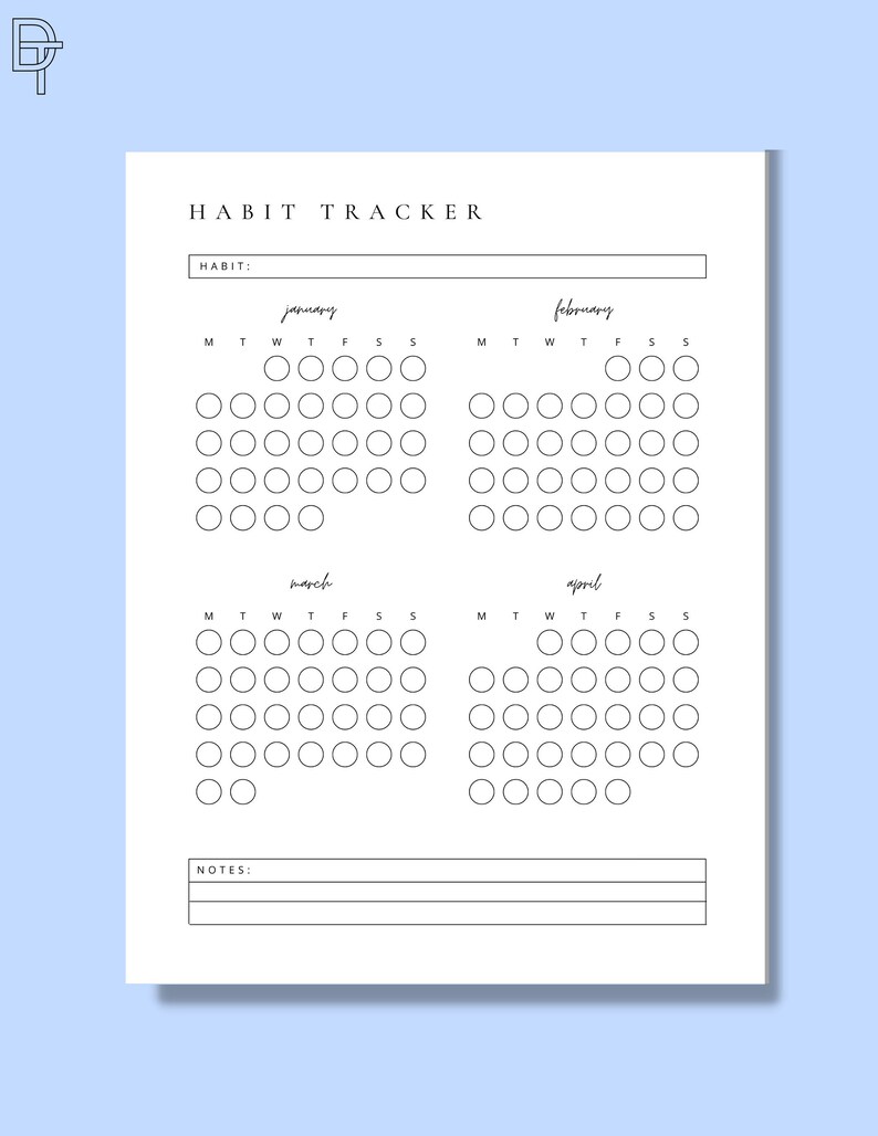 3 Page Monthly Habit Tracker: Instant Download Digital PDF, Minimal ...