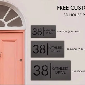 Personalized Modern House Number Sign, Custom Address Sign With Street ...