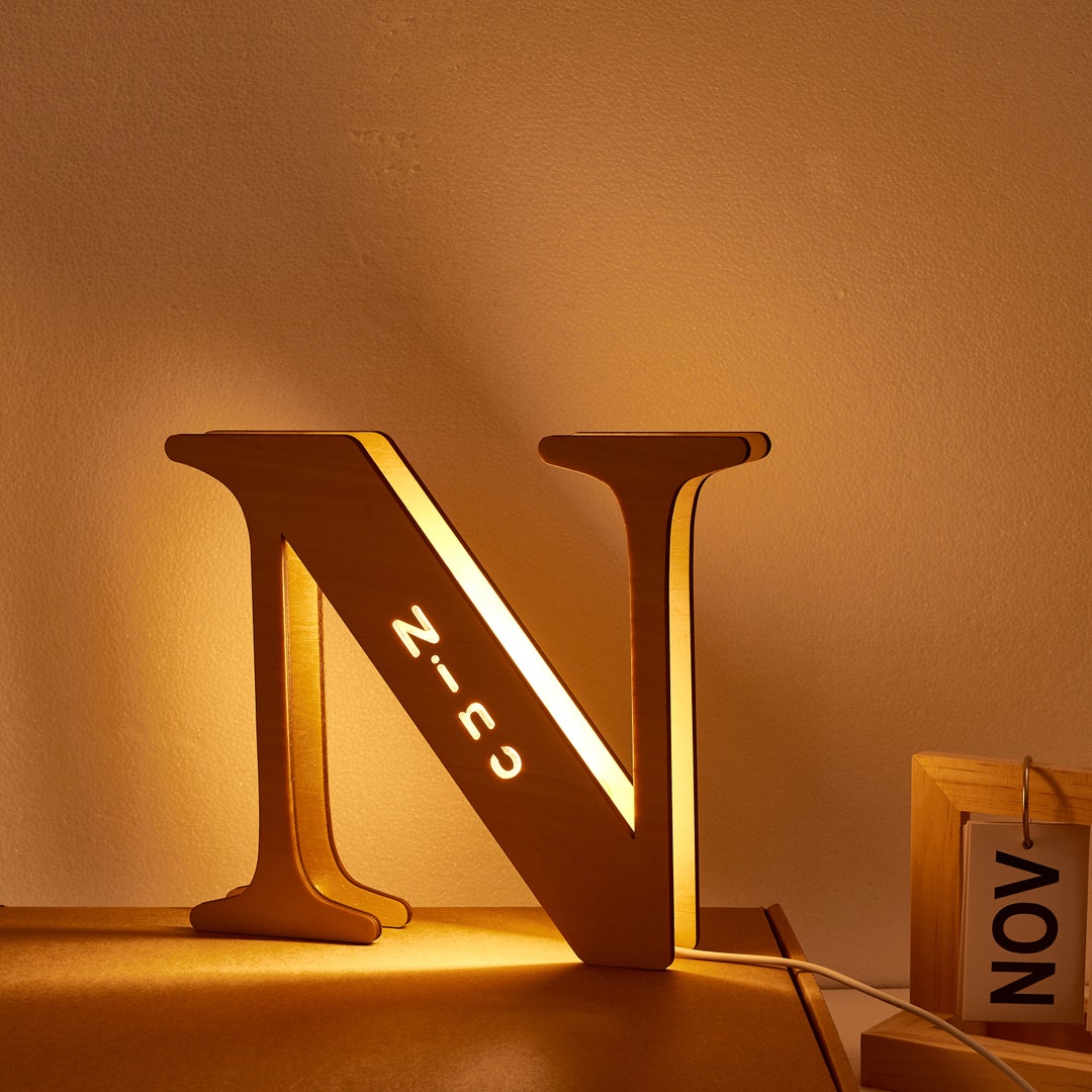 Personalized Wooden Letter Lamp Custom Name Alphabet Night - Etsy