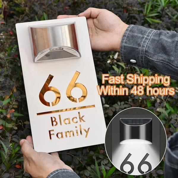 Door Number Plaques With Solar Light - Etsy