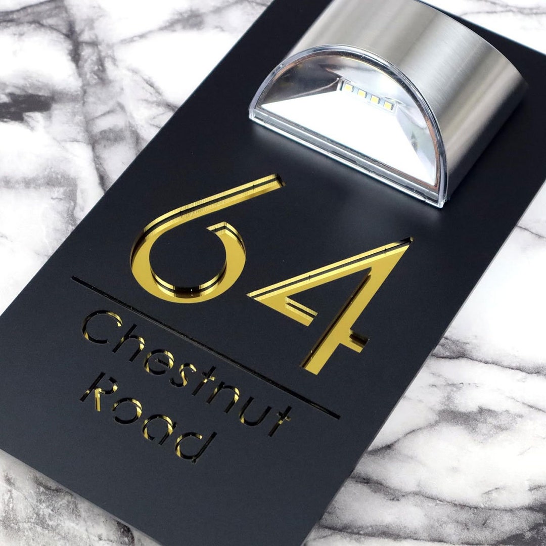 Custom Solar LED Address Sign, Lighted House Number Plaque ...