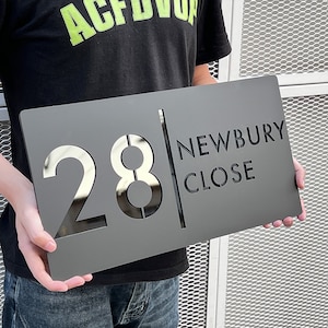 Personalized Modern House Number Sign, Custom Address Sign With Street ...