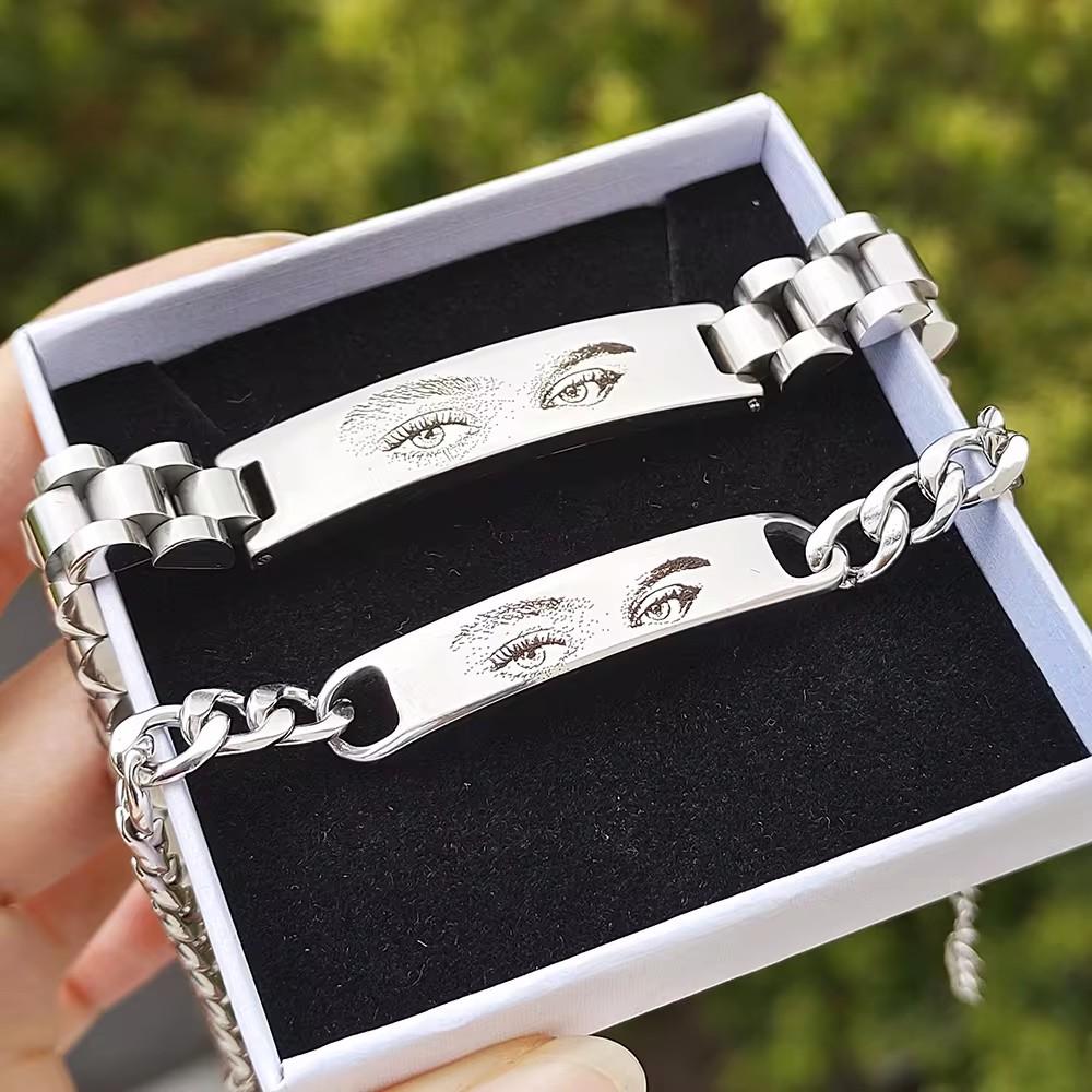 Personalized Eyes Photo Bracelet for Couples, Custom Picture Bracelet ...