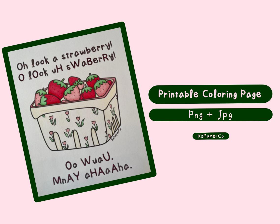 Oh Look a Strawberry Meme Coloring Page | Kspaperco - Etsy Australia