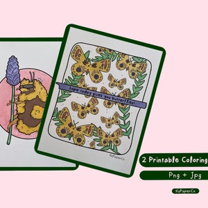 Butterfly and Bee Coloring Page Set | Kspaperco - Etsy
