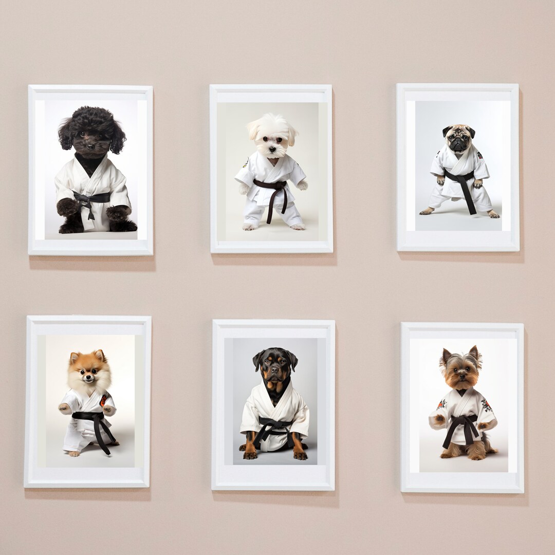 Karate Dogs (set 2) - Digital Download Wall Art Set | Home, Study ...