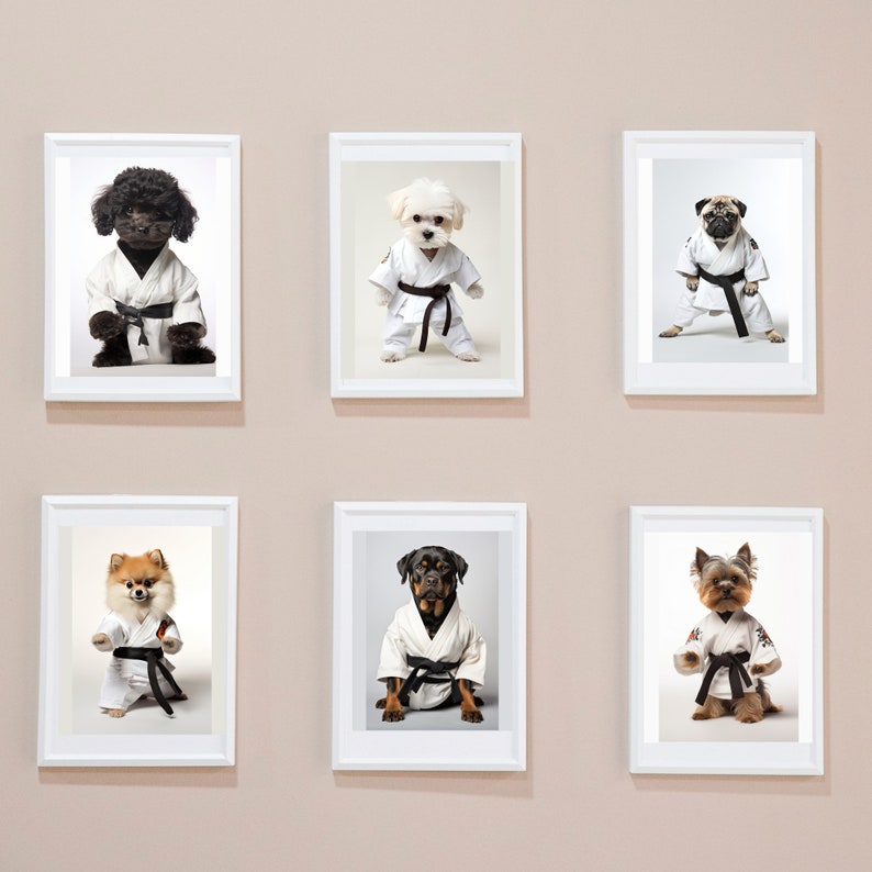 Karate Dogs (set 2) - Digital Download Wall Art Set | Home, Study ...