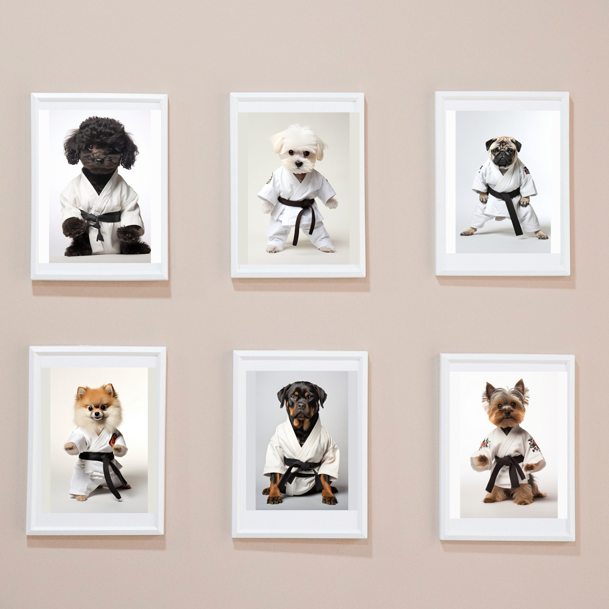 Karate Dogs (set 2) - Digital Download Wall Art Set | Home, Study ...