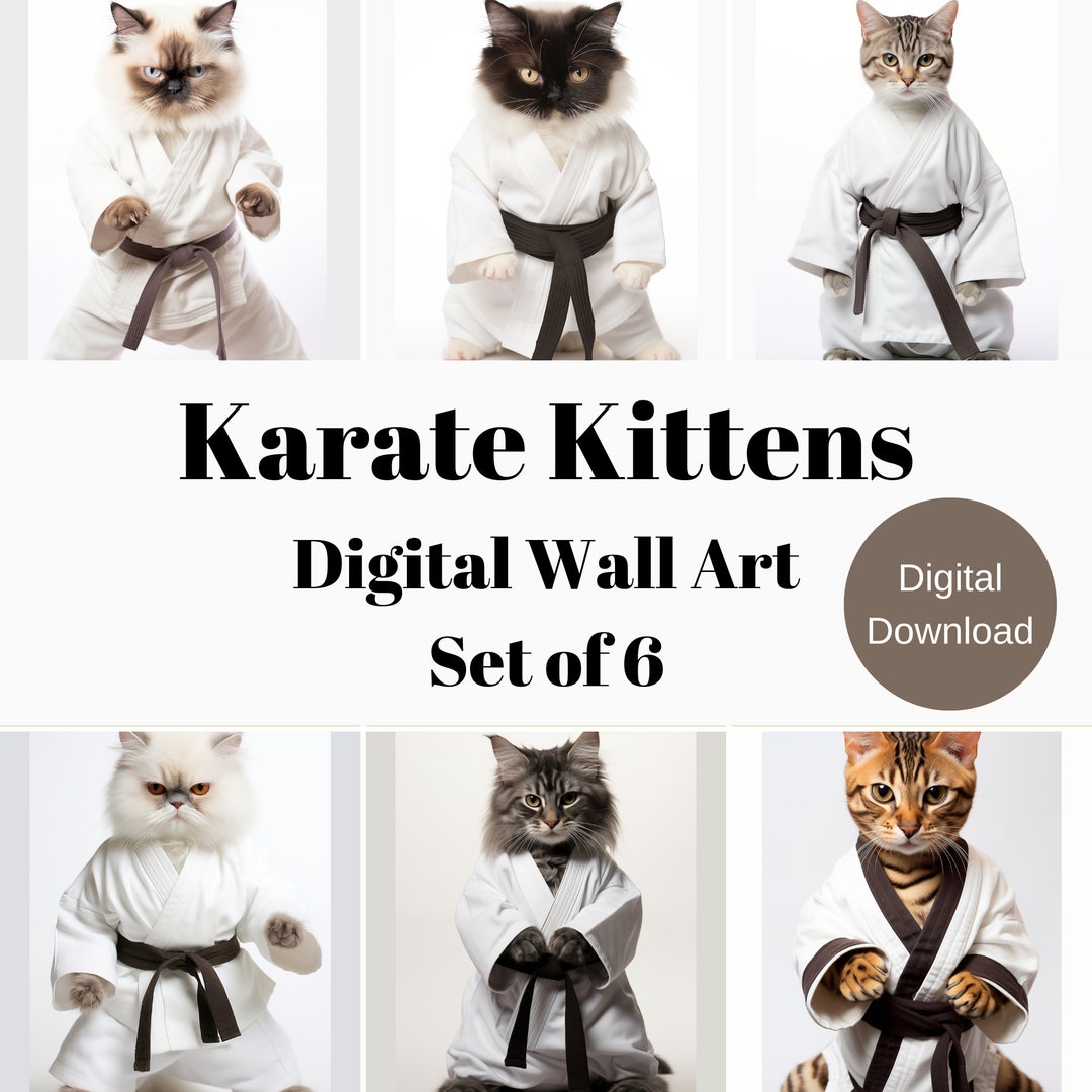 Karate Kittens Digital Download Wall Art Set Home, Study, Office ...