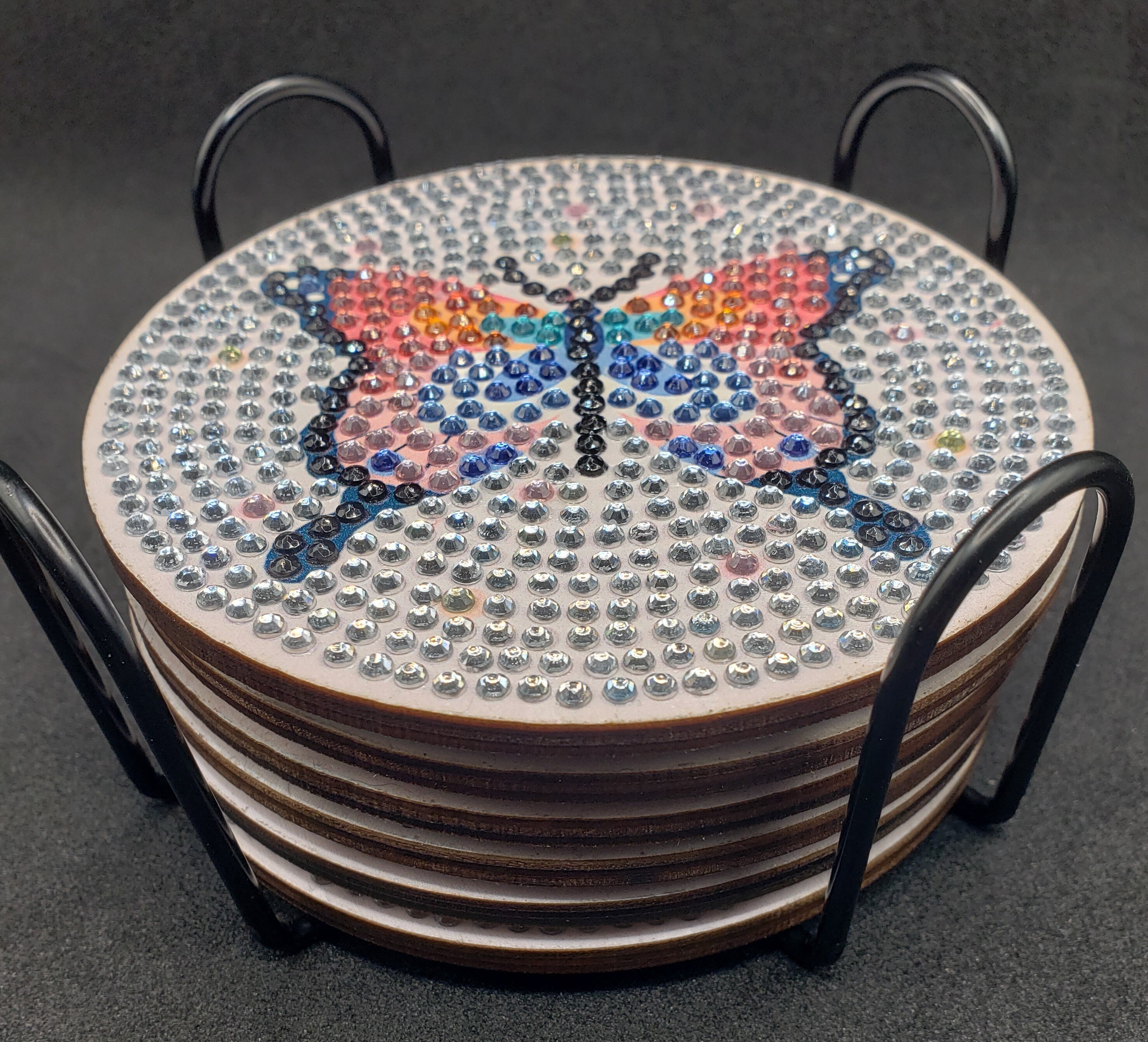 6 Butterfly Rhinestone Coasters With Holder - Etsy