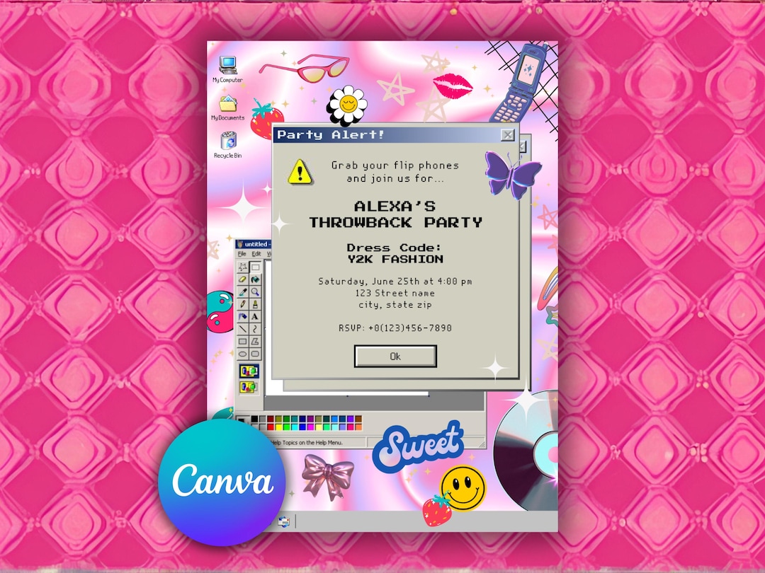 Nostalgic Y2K Party Invite | 2000s-themed | Digital Template - Etsy