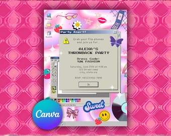 Colorful 2000s Birthday Invitation 00s Retro Y2K Theme Party Invite ...