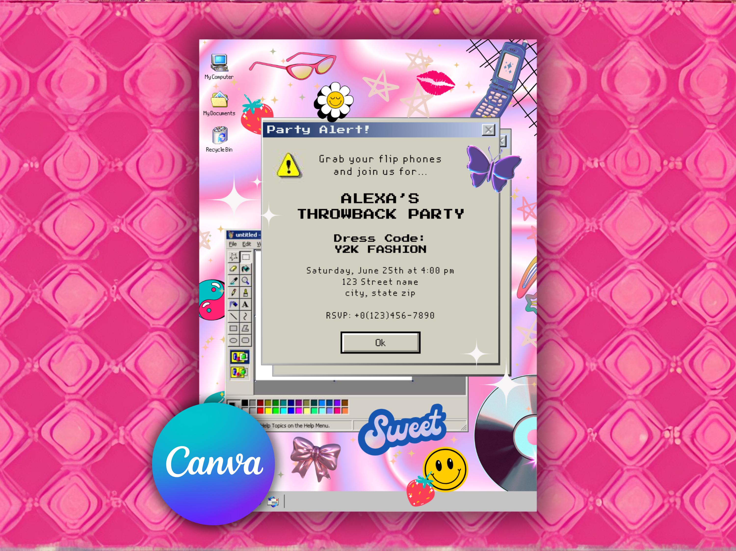 Nostalgic Y2K Party Invite | 2000s-themed | Digital Template - Etsy