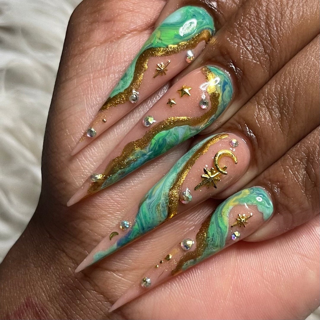 Sandman Moon & Stars Inspired Acrylic Press Ons | Press on Nails ...