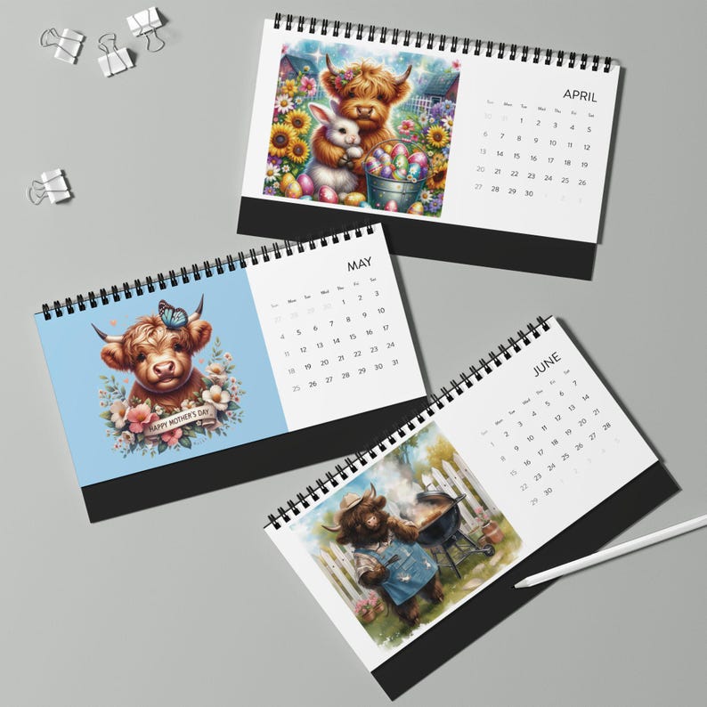 Highland Cow 2026 Calendar, Desktop Calendar, Monthly Planner, Animal ...