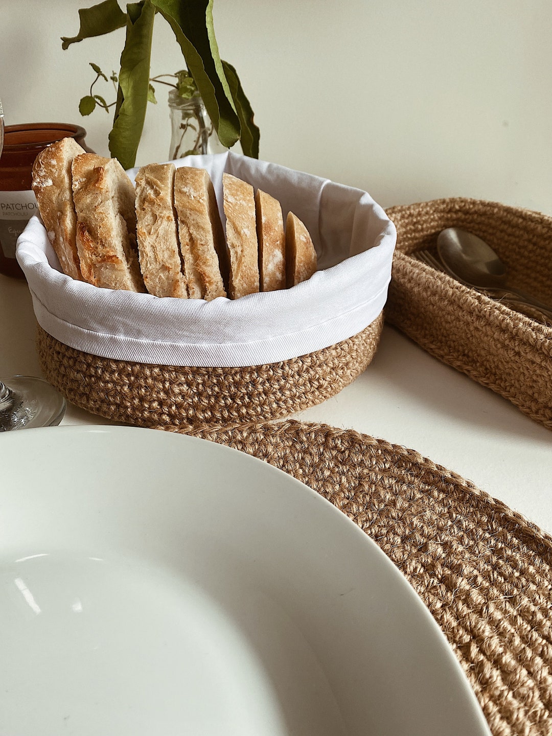 Jute Rope Basket With Wooden Bottom and Cotton Cover Handmade - Etsy