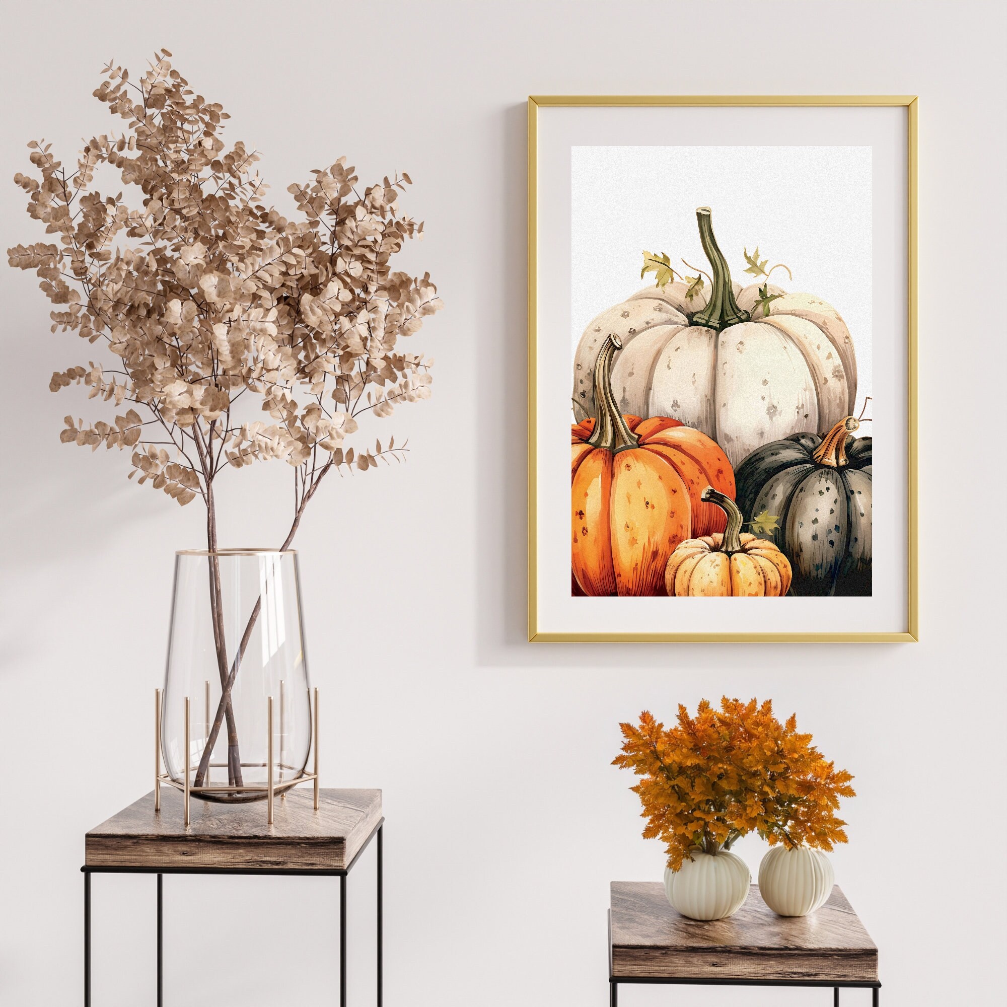 Pumpkin Wall Art, Fall Printable Wall Art, Autumn Print, Farmhouse ...