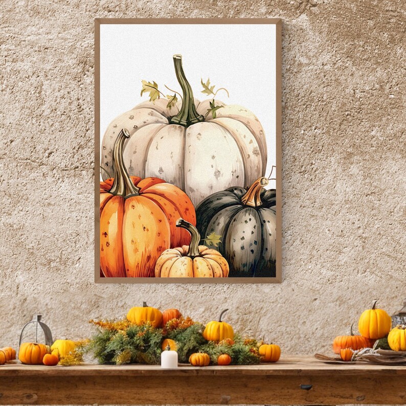 Pumpkin Wall Art, Fall Printable Wall Art, Autumn Print, Farmhouse ...