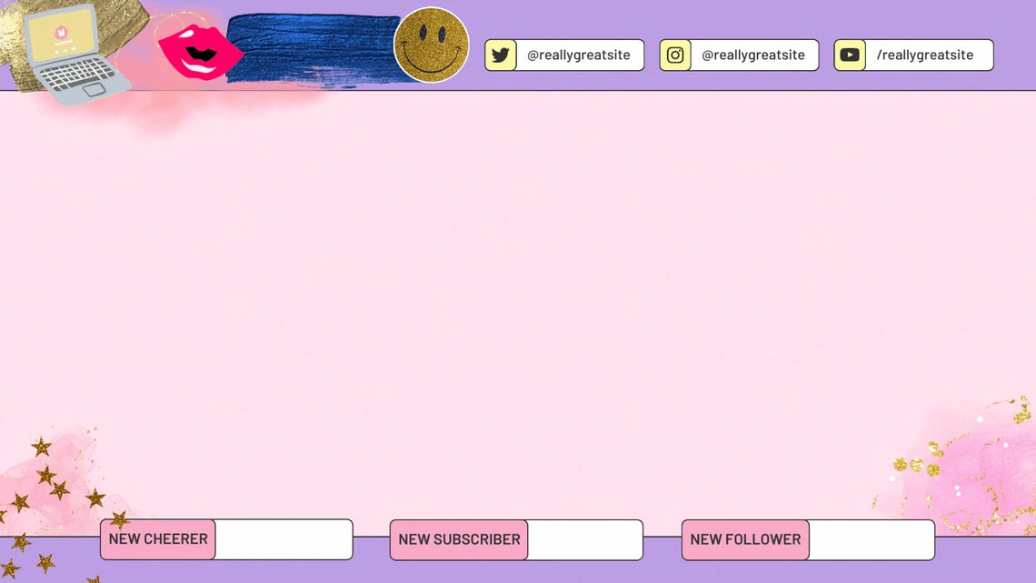 Animated Bubblegum Pop Twitch Overlay | Overlay Stream Package | Cute ...