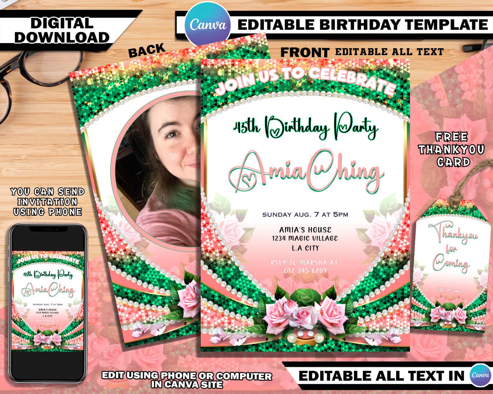 Editable Aka Birthday Invitation 2023, Aka Pink Birthday Invitation ...