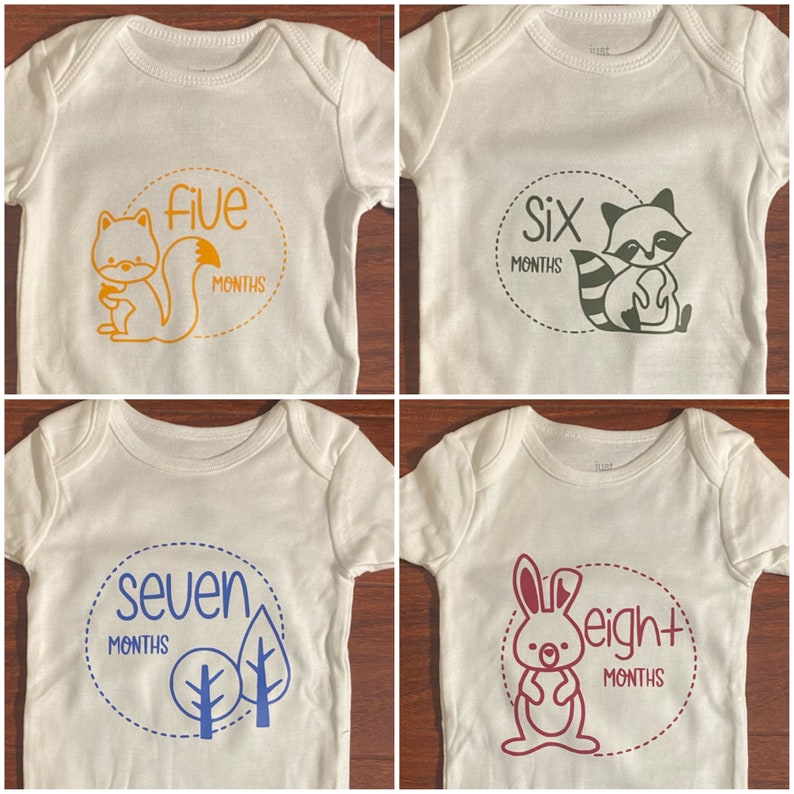 Monthly Milestone Baby Onesie Set (12) Baby Pictures Unique Gift Baby ...