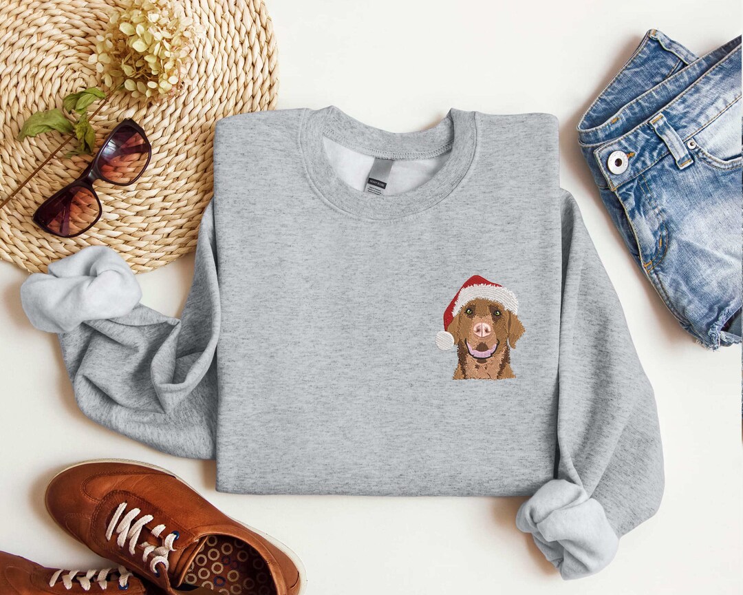 Embroidered Christmas Dog Sweatshirt Christmas Labrador Retriever ...