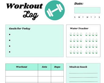 Printable Fitness, Health, Meal, Workout Planner Daily, Weekly Tracker ...