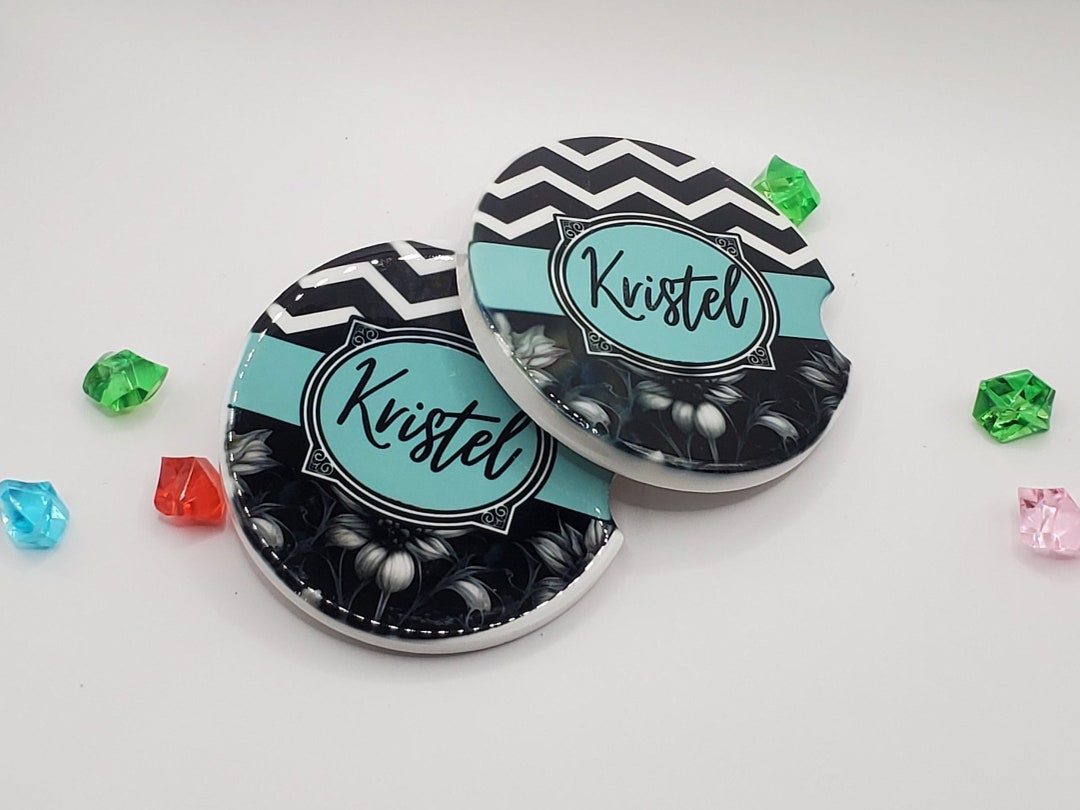 Monogram Ceramic Car Coaster, Initial Coaster for Cars - Etsy