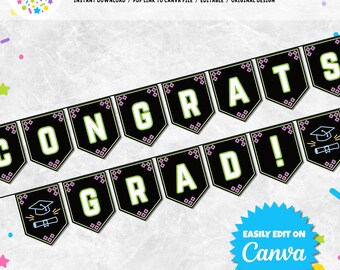 Gamer Graduation Poster Signs, Neon School Decoration, Achievement ...