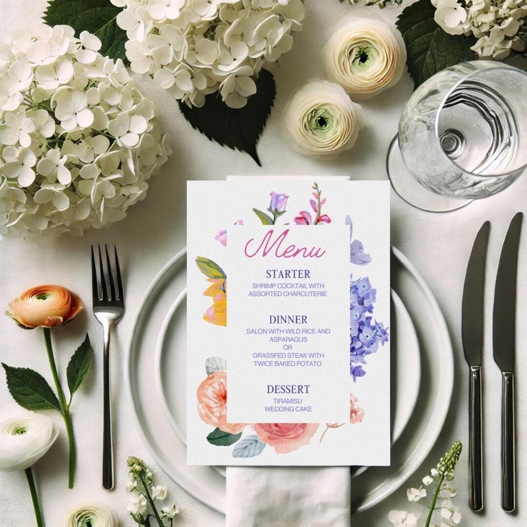 Flora Menu Canva Template - Etsy