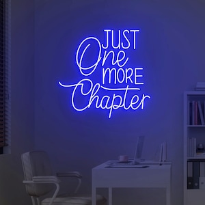 Just One More Chapter Neon Sign, Book Room Decor, Reading Room Wall ...