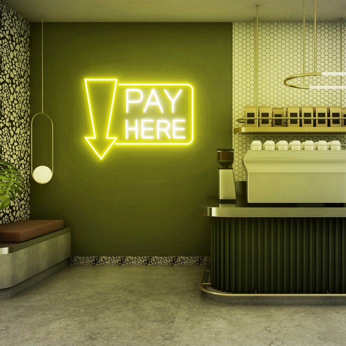 Pay Here Sign, Neon Sign Light, Custom Restaurant Business Signage ...