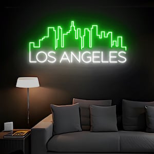 Los Angeles Neon Light, Los Angeles Skyline Decor, Los Angeles City ...