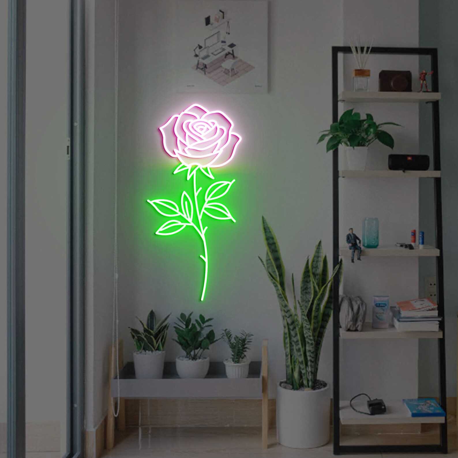 Rose Flower Neon Sign, Rose Flower Neon Sign, Rose Neon Light, Rose Led ...