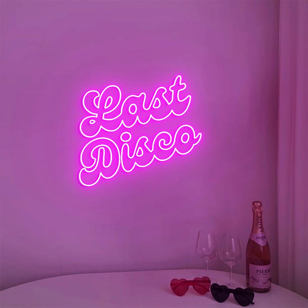 Last Disco Neon Sign, Last Disco Themed Party Backdrop, Last Disco Sign ...