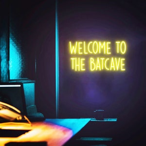 Welcome to the Batcave Neon Sign Light, Bat Cave Sign, Man Cave Decor ...