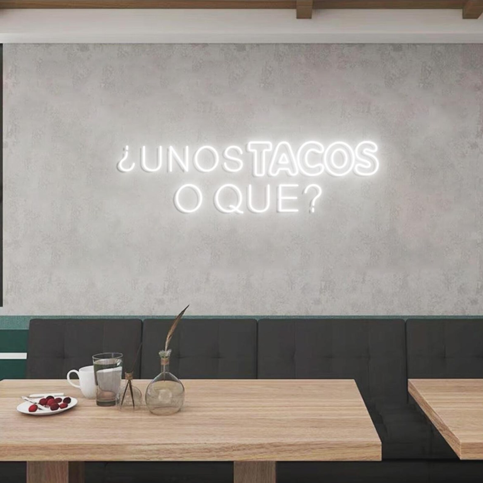 Unos Tacos O Que Neon Sign, Spanish Food Tacos Shop Led Neon Light ...