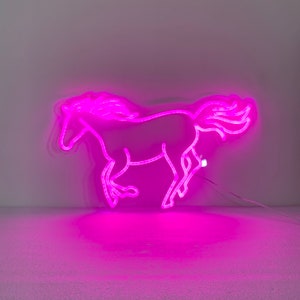 Running Horse Neon Sign, Horse Wall Decor, Pink Horse for Nursery Room ...