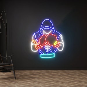 Boxing Neon Sign, Boxer Sports Wall Decor Bedroom, Boxing GYM ROOM Wall ...