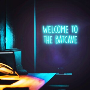 Welcome to the Batcave Neon Sign Light, Bat Cave Sign, Man Cave Decor ...
