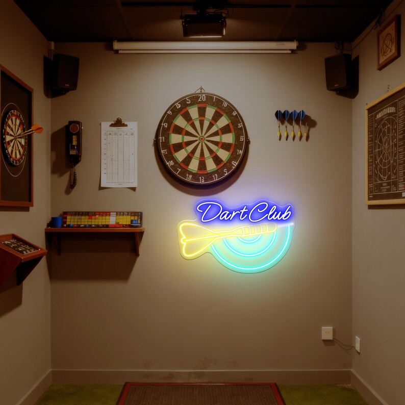 Dart Club LED Neon Sign – Personalized Dart Room Decor for Players ...