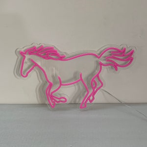 Running Horse Neon Sign, Horse Wall Decor, Pink Horse for Nursery Room ...
