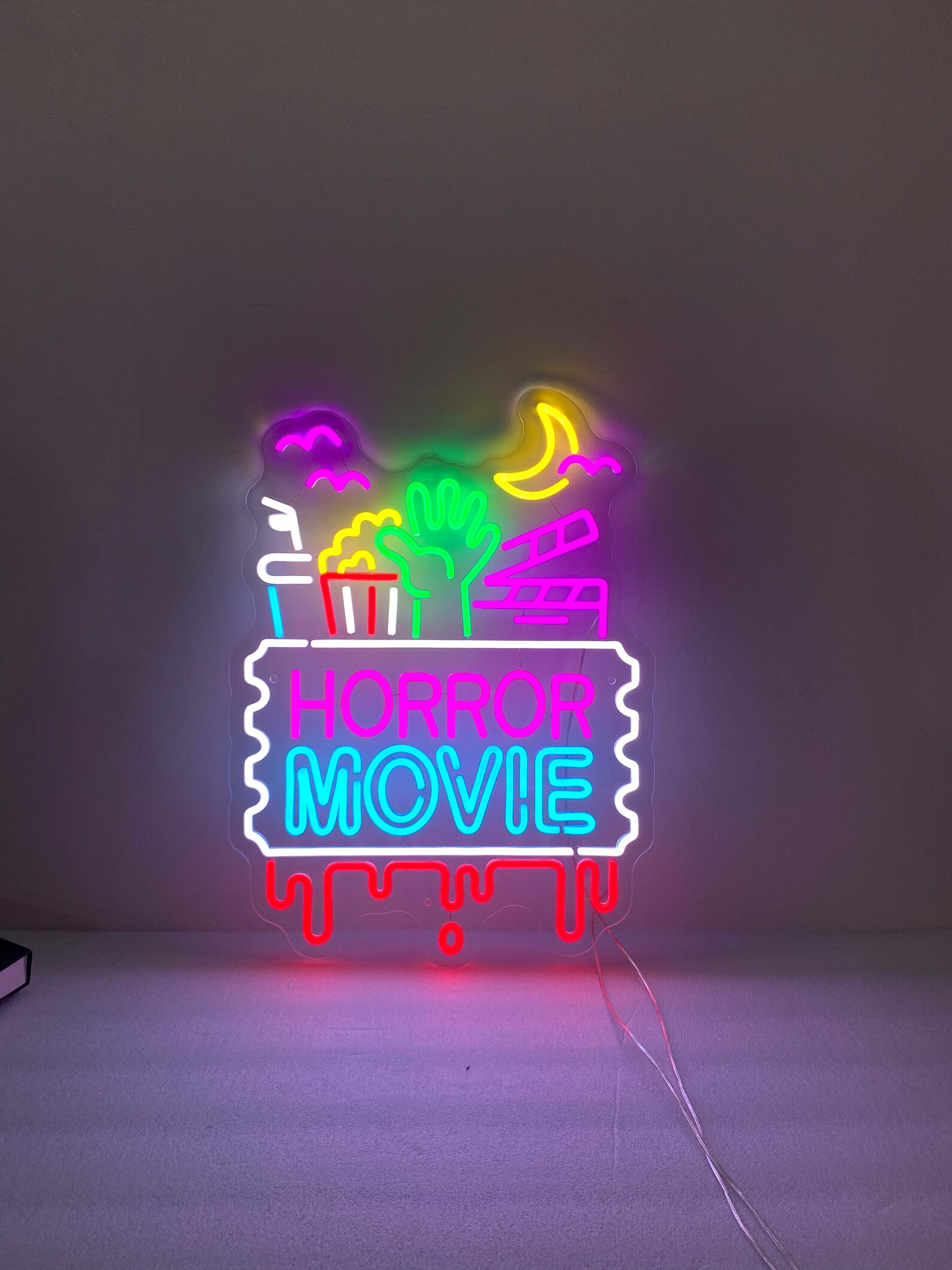 Horror Movie Neon Sign, Scary Movie Neon Sign, Movie Cinema LED Light ...